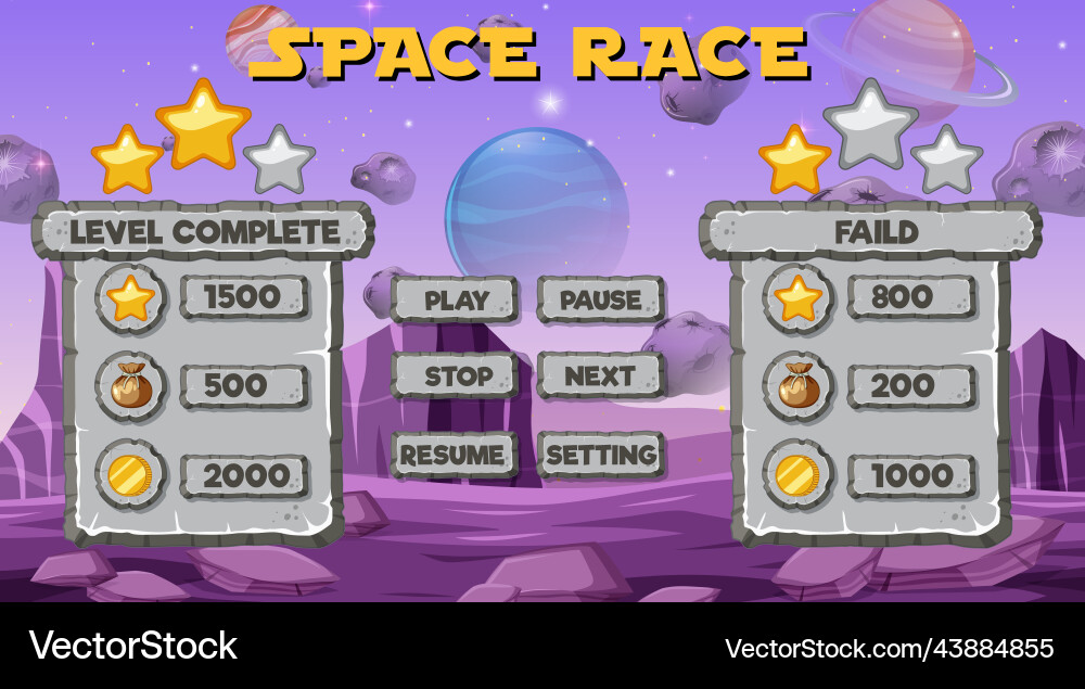 Space game background template and elements Vector Image