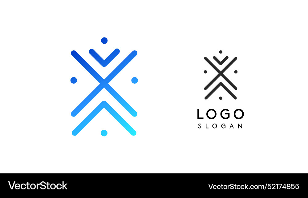 Stylized letter x tech-inspired typography logo Vector Image