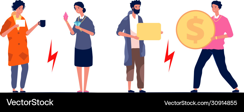 Wealth vs Poverty: Man & Woman Royalty Free Vector Image