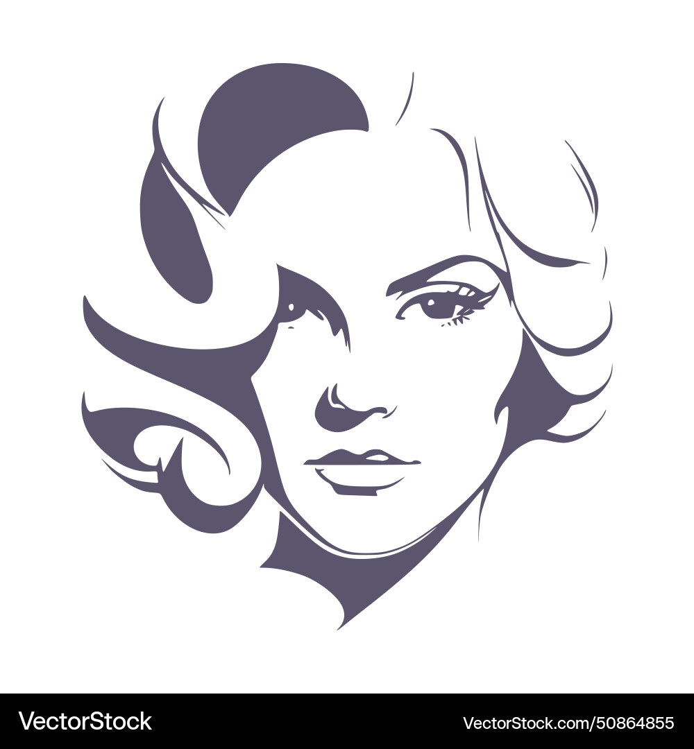 Young woman face front view in low key style Vector Image