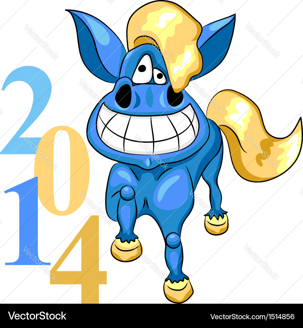 Cartoon blue horse Royalty Free Vector Image - VectorStock
