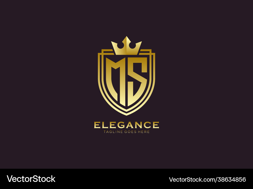 Initial ms elegant luxury monogram logo or badge Vector Image