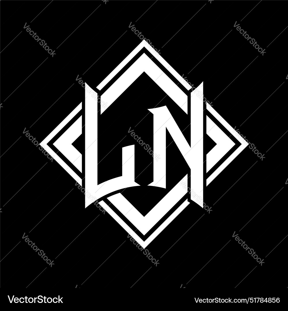 Ln letter logo abstract shield shape with square Vector Image