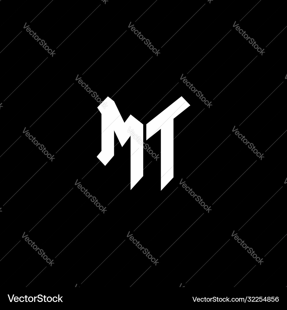 Mt logo monogram with shield shape design template