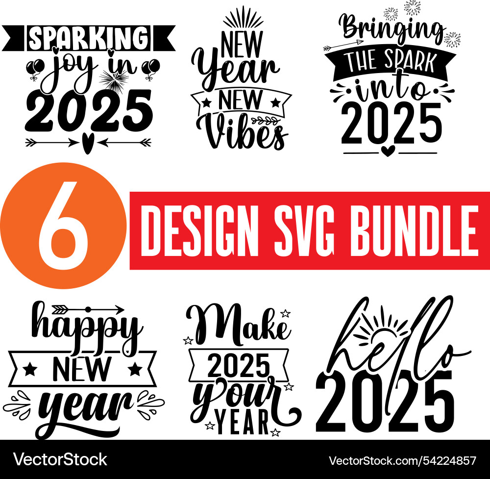2025 new year svg bundle graphic design Royalty Free Vector