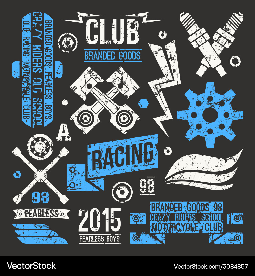 Car racing badges in retro style Royalty Free Vector Image