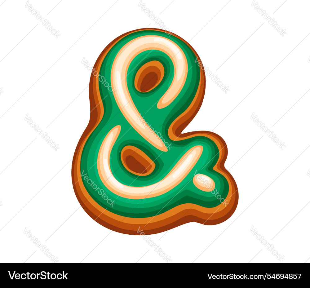 Christmas gingerbread ampersand symbol with icing Vector Image