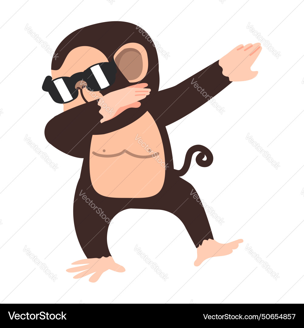 Cute monkey dabbing cartoon animal Royalty Free Vector Image