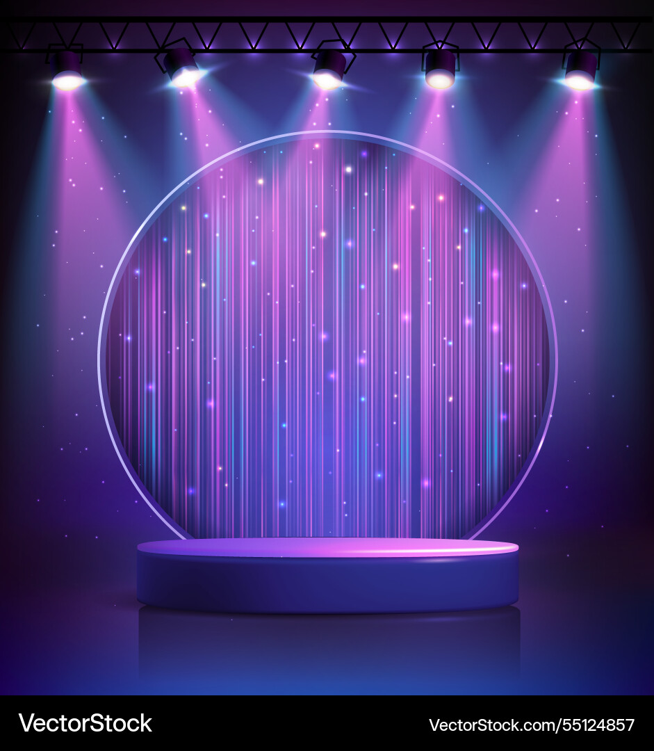 Disco party showcase background with 3d podium Vector Image