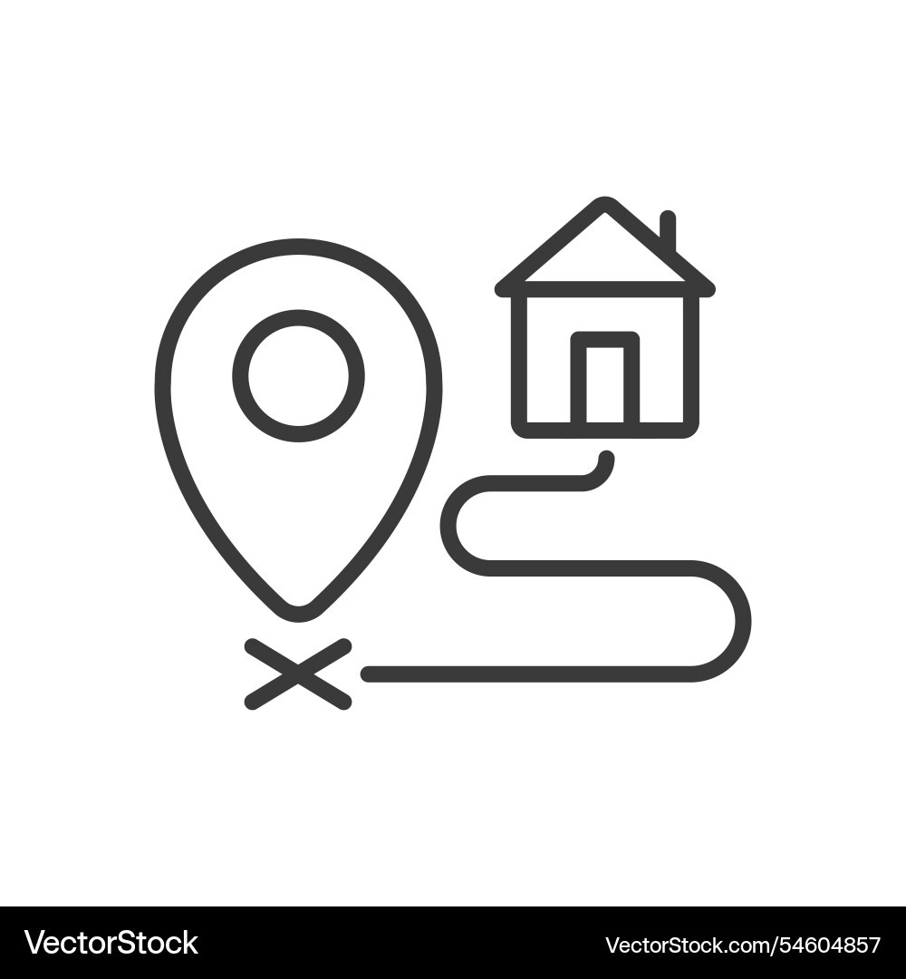 Distance to home icon in line design Royalty Free Vector