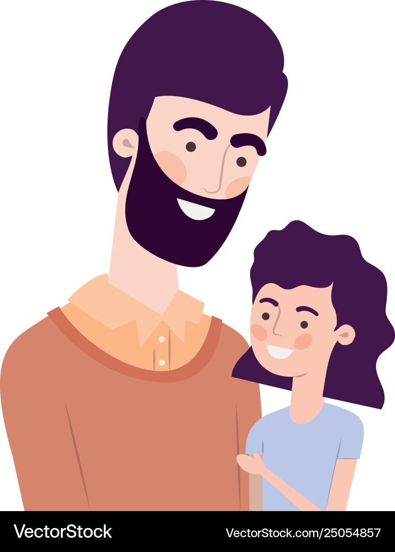 Father with daughter avatar character Royalty Free Vector
