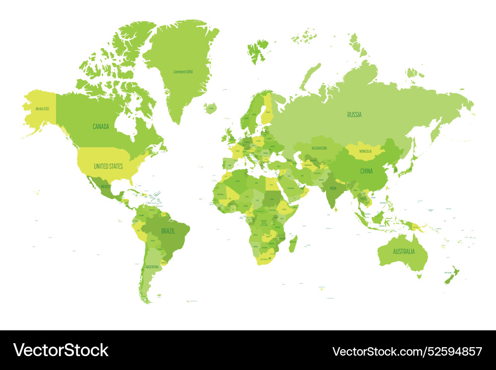 Green political map of world Royalty Free Vector Image