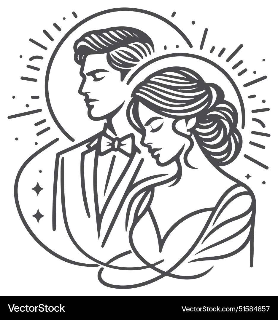 One continuous drawn line wedding from Royalty Free Vector