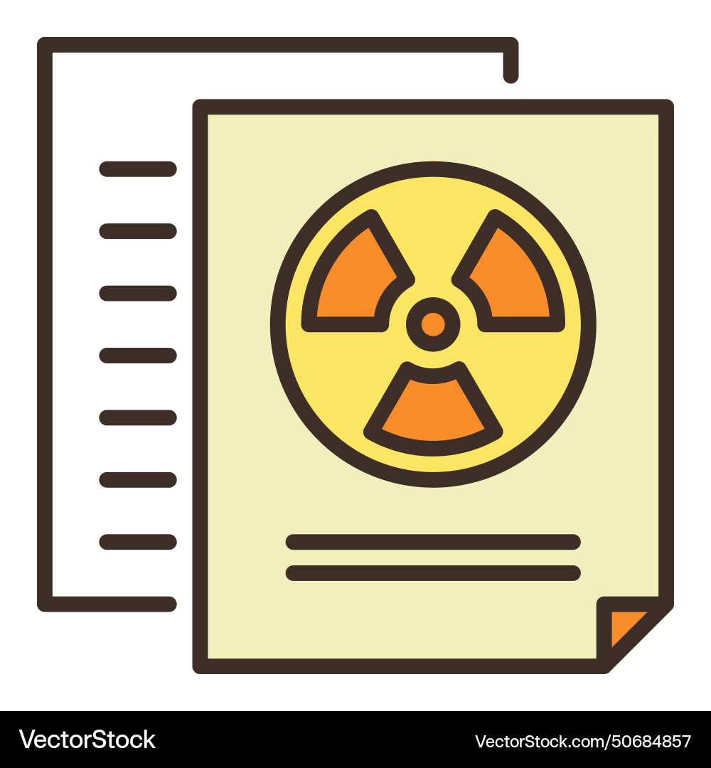 Radiation sign on documents colored icon or logo Vector Image