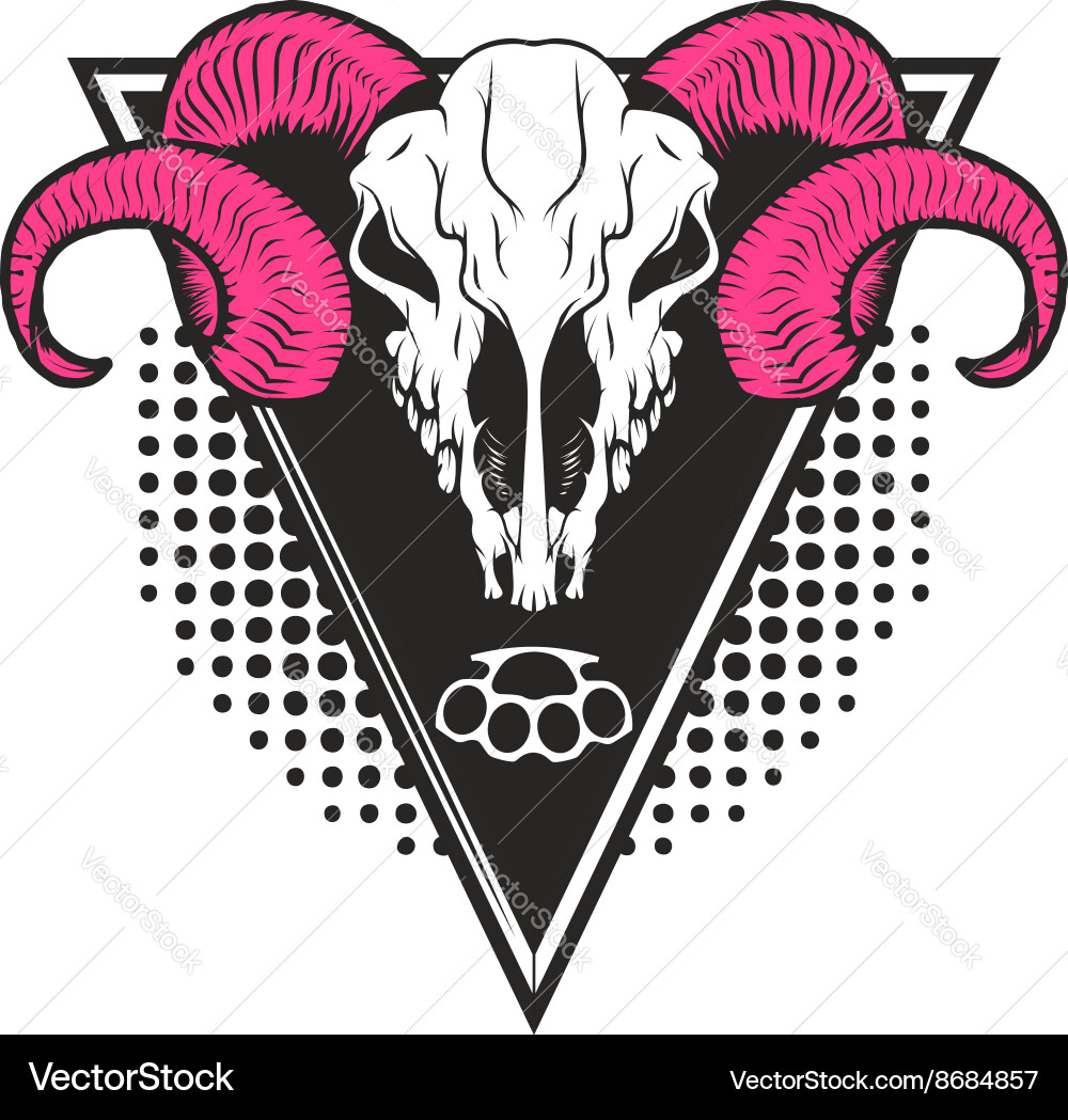 Ram skull on triangle background Royalty Free Vector Image