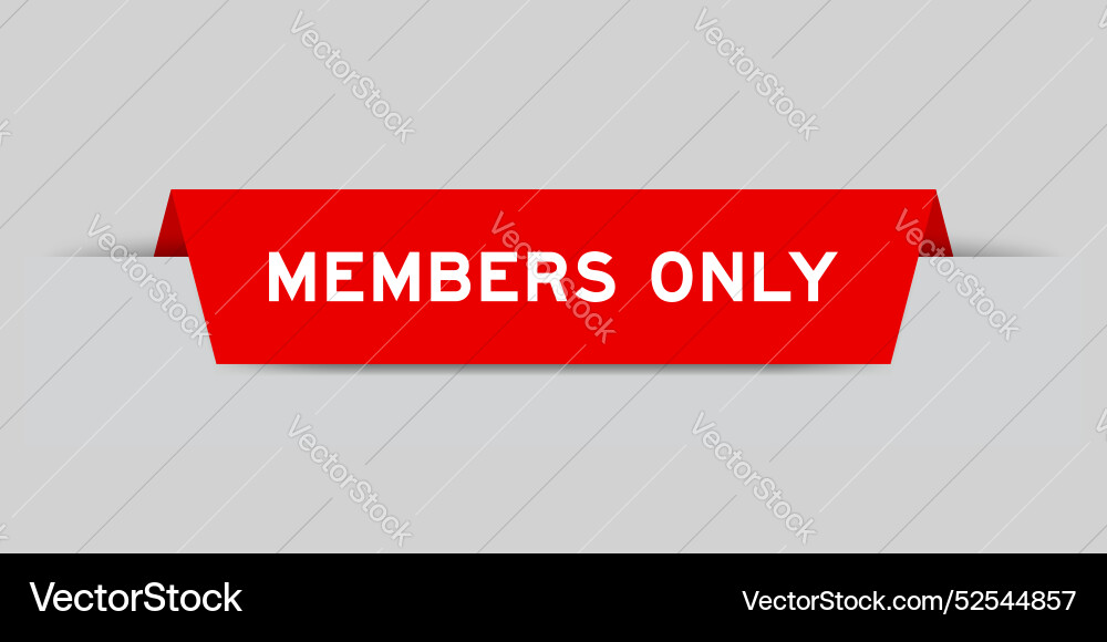 Red color inserted label with word members only Vector Image