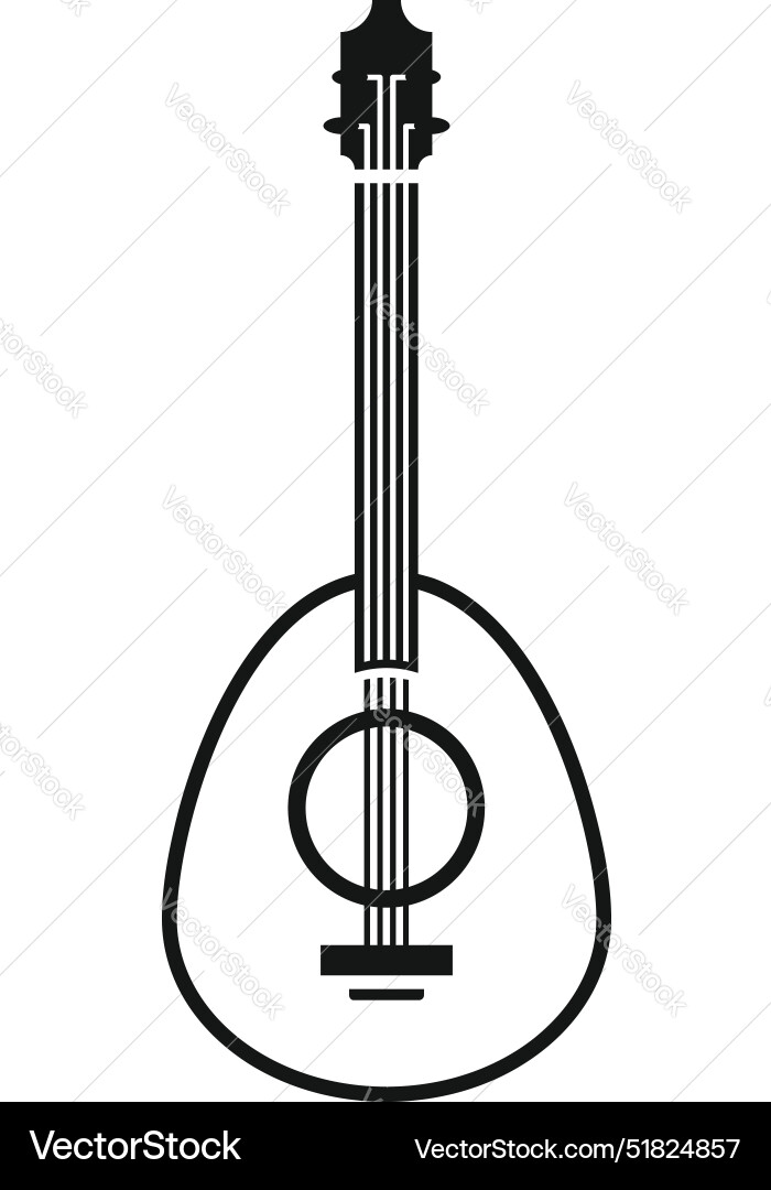 Simple black and white mandolin string instrument Vector Image