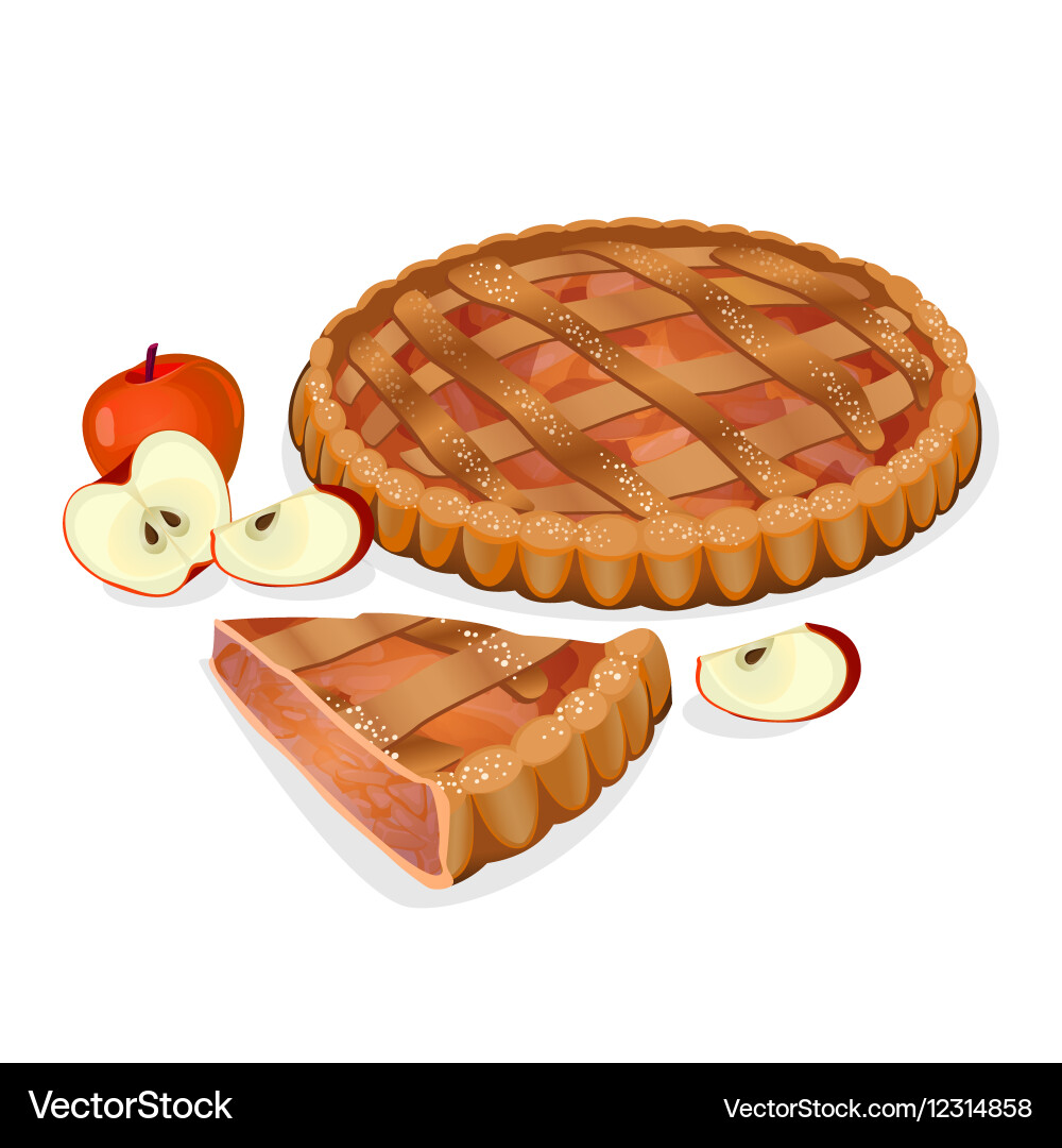 Apple pie with fruits cut slice isolated Vector Image