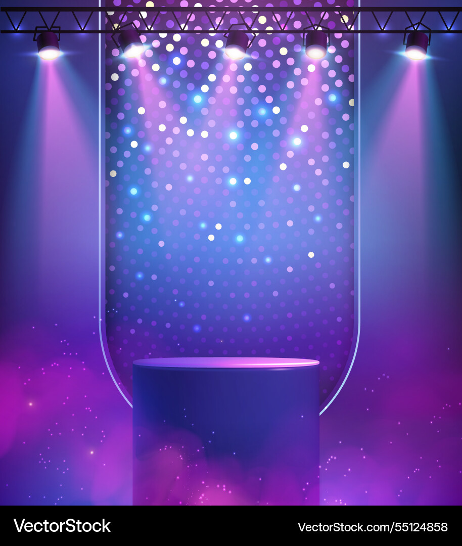 Disco party showcase background with 3d podium Vector Image