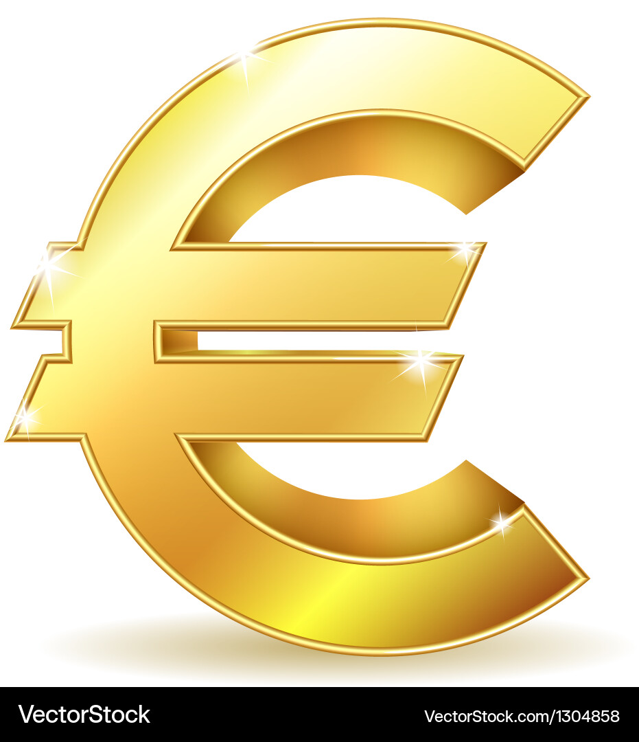 Gold sign euro currency Royalty Free Vector Image