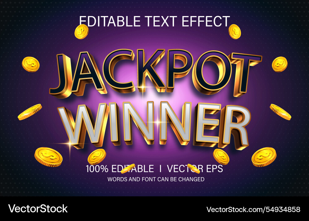 Jackpot winner 3d text effect with modern style Vector Image