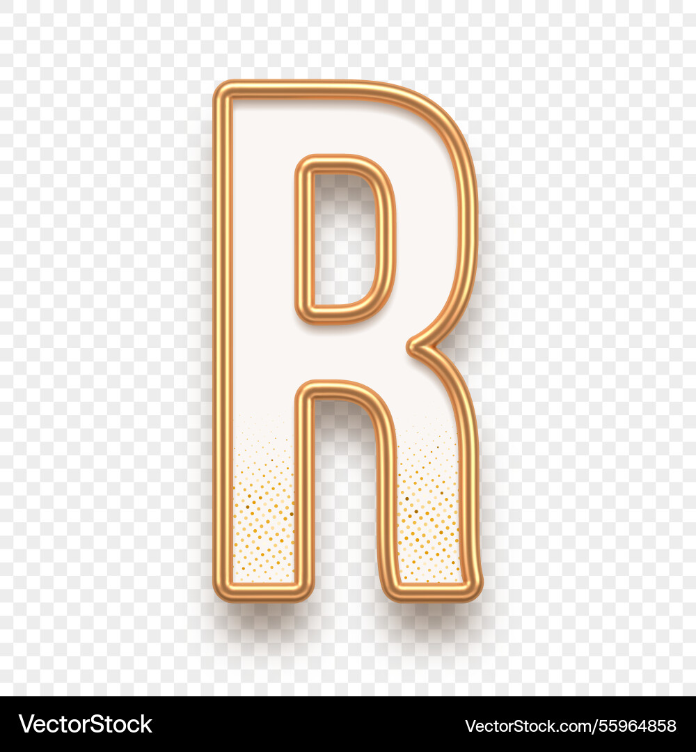 Letter r golden alphabet text effect Royalty Free Vector