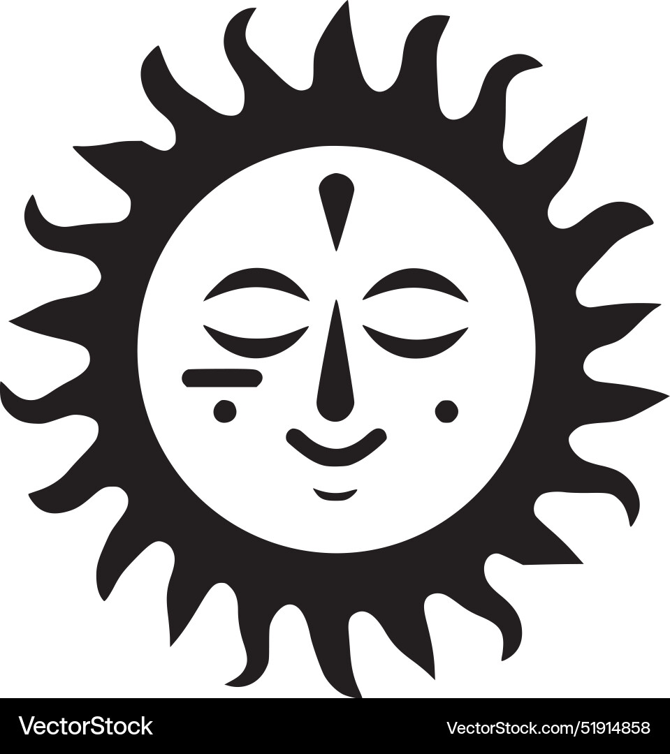 Sun - black and white Royalty Free Vector Image