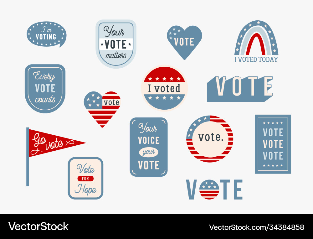 Us election day and voting theme stickers Vector Image