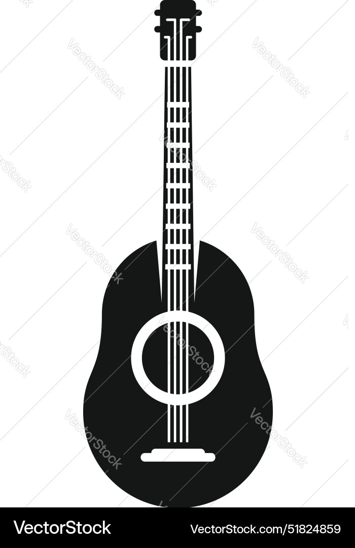 Black acoustic guitar silhouette with strings Vector Image