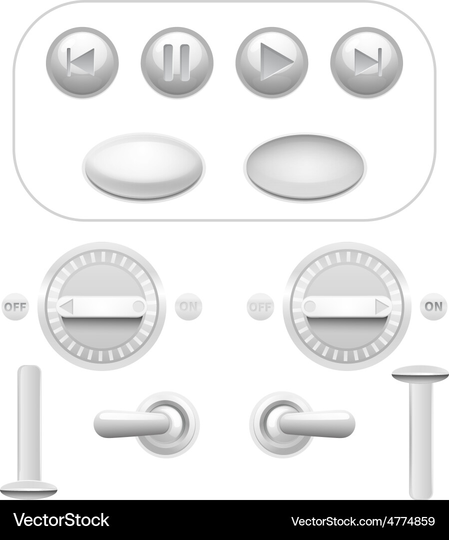 Button set white Royalty Free Vector Image - VectorStock