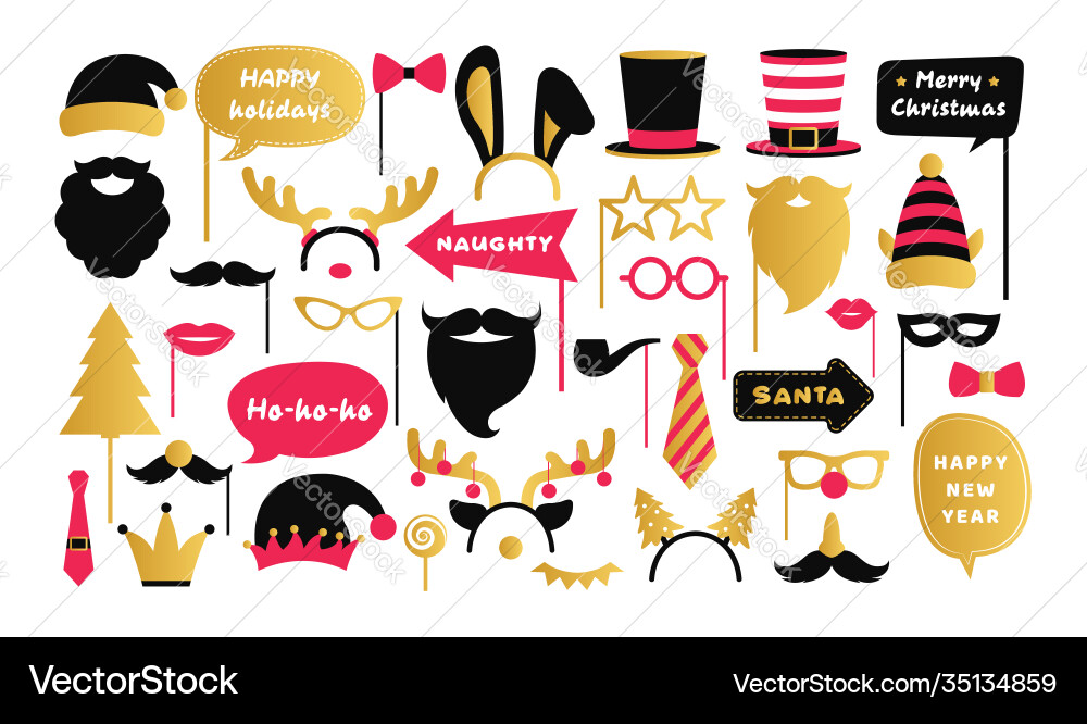 Christmas photo booth props Royalty Free Vector Image