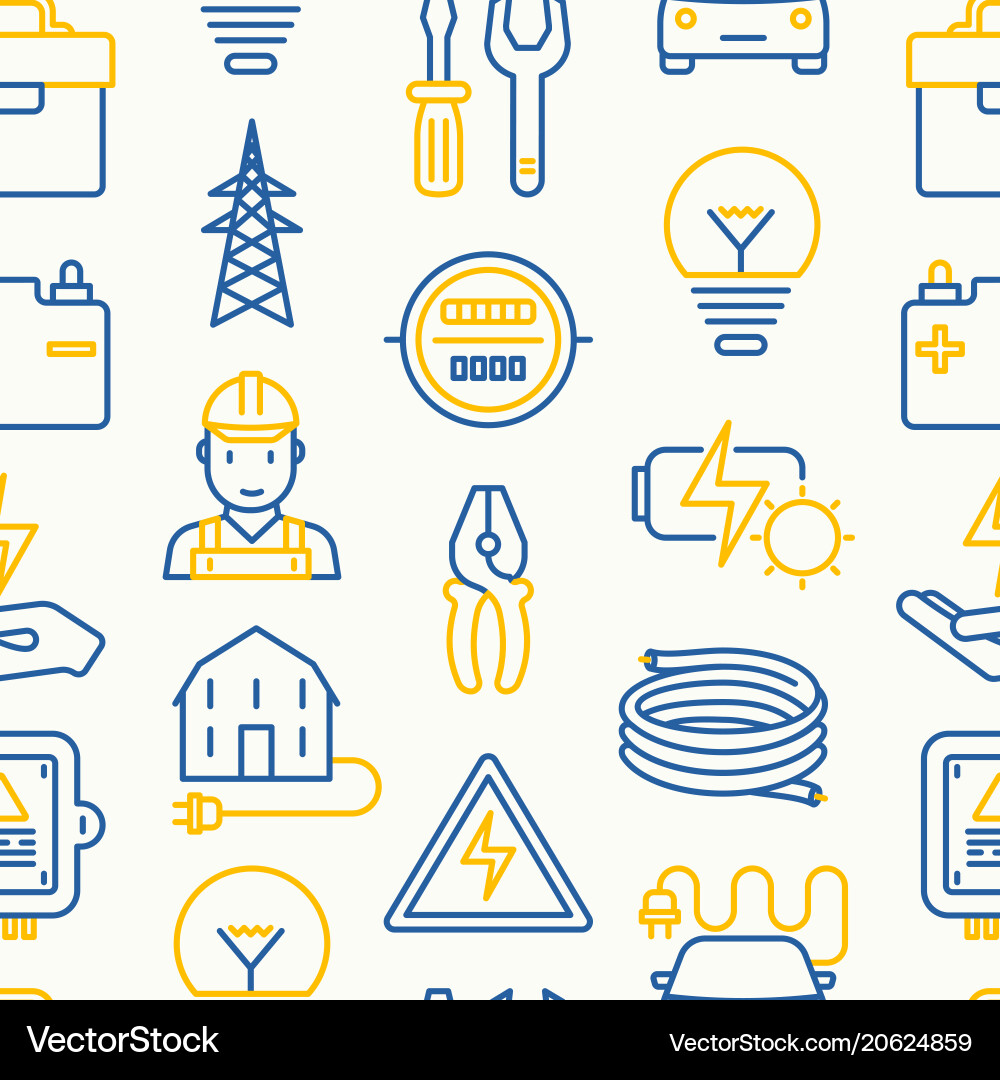 Electricity seamless pattern Royalty Free Vector Image