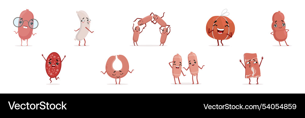 Humanized meat product character with face Vector Image