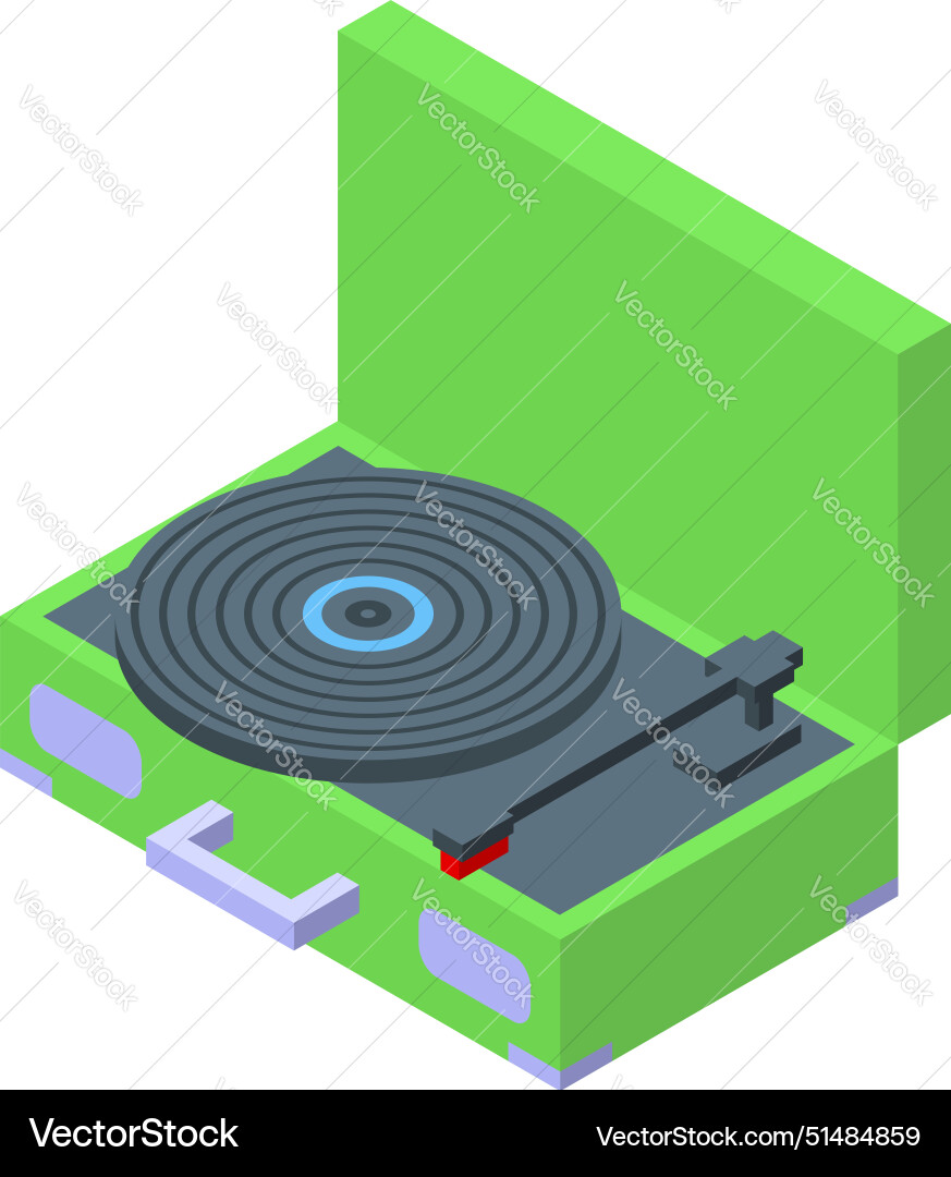 Isometric retro vinyl record player Royalty Free Vector