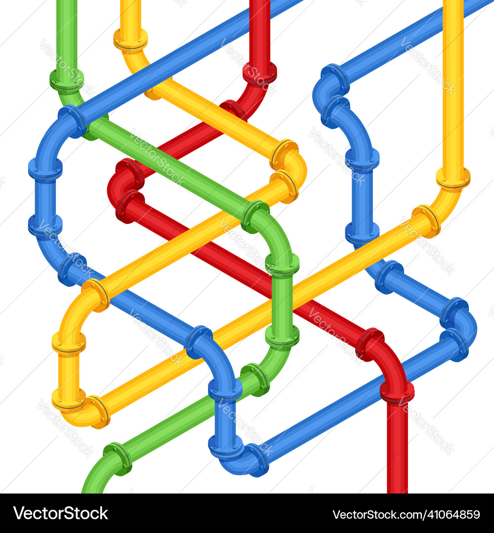 Isometric valves and piping communications stop Vector Image