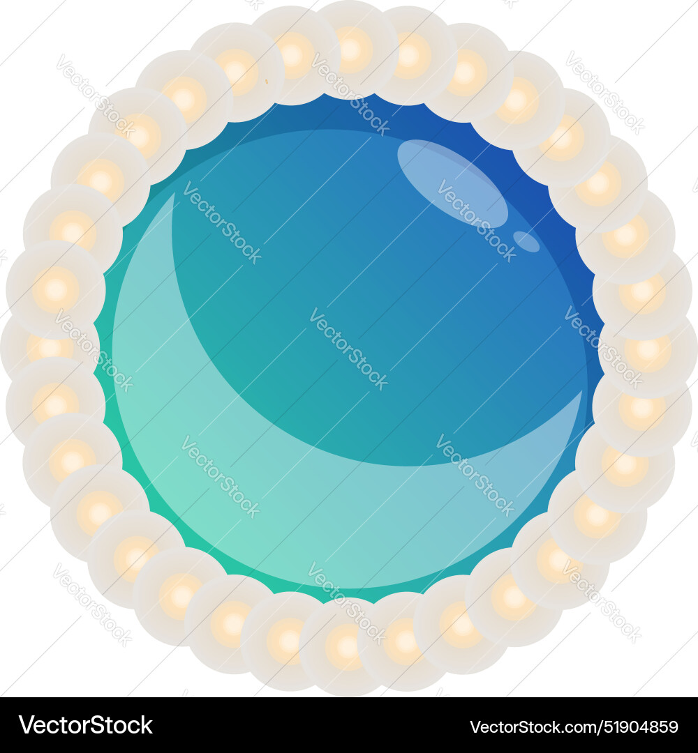 Round frame with glowing pearls surrounding a blue