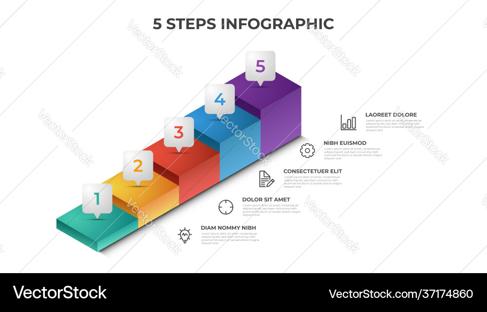 5 stairs steps infographic element template Vector Image