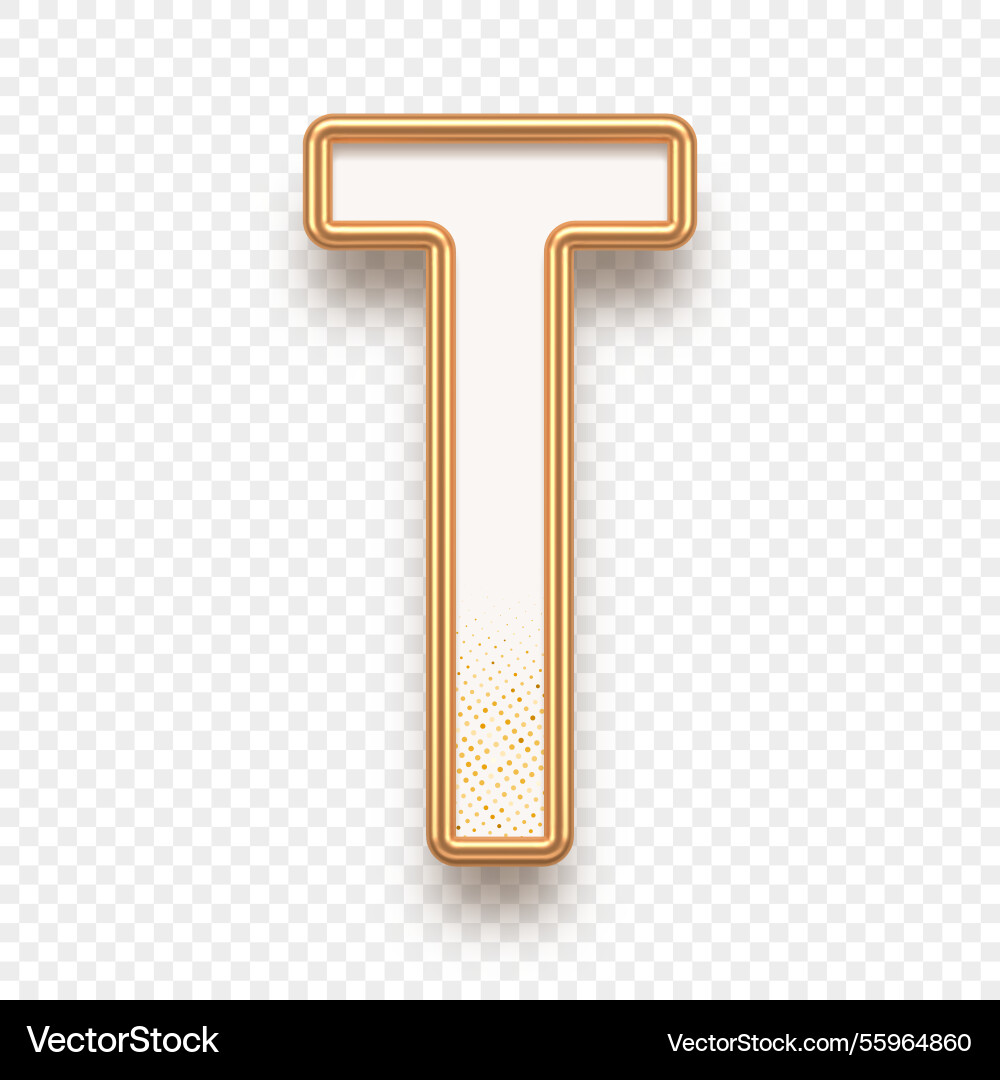Buchstaben t goldenen Alphabet Text Effekt Vektorbild