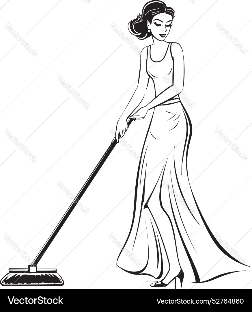 Clean crusader female janitor logo design Vector Image