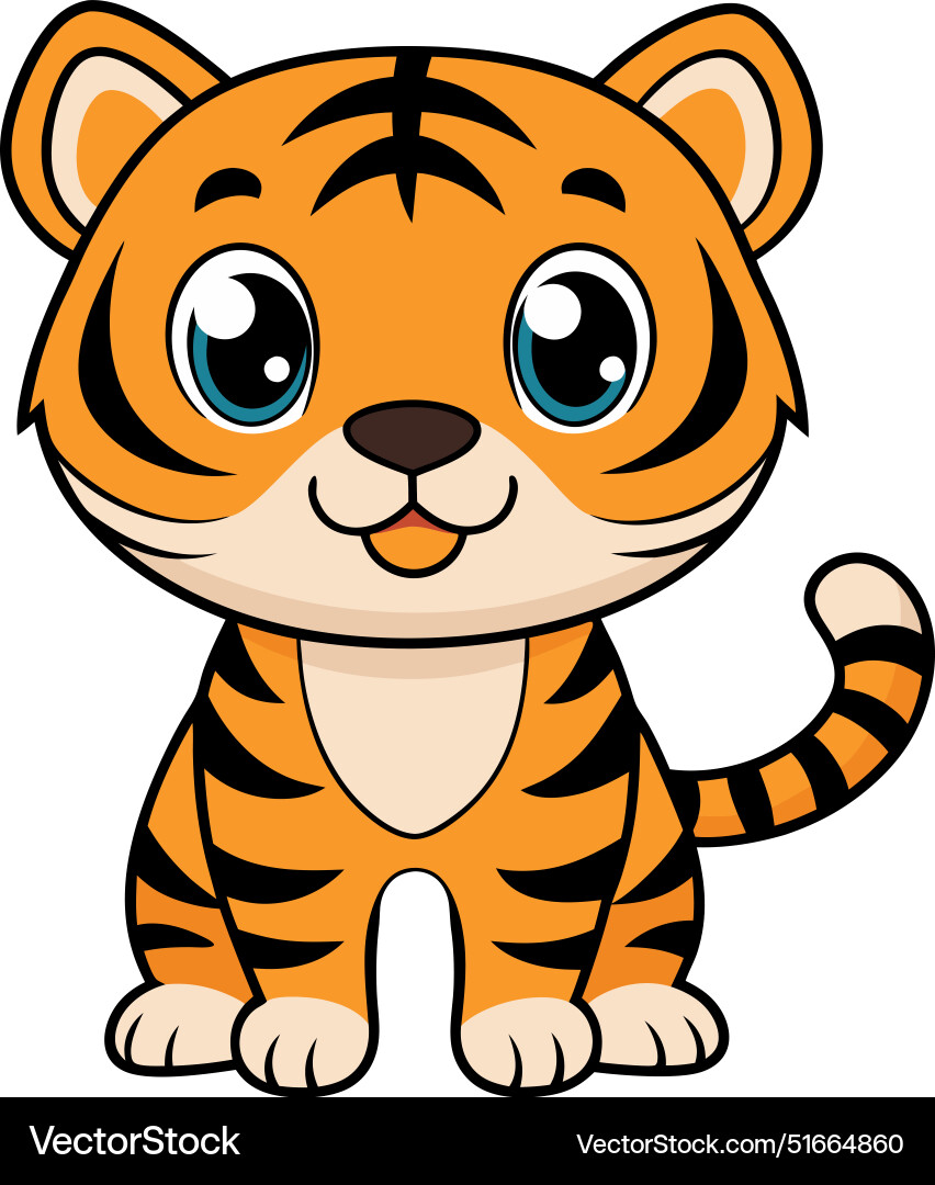 Cute tiger cartoon icon Royalty Free Vector Image