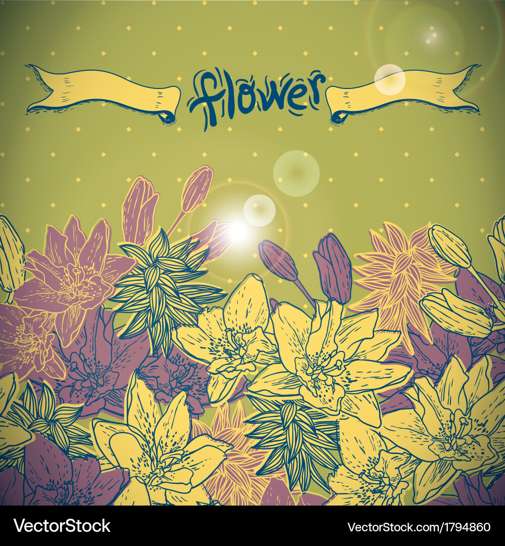 Floral background with blooming flowers Royalty Free Vector