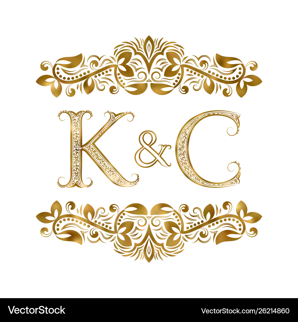 K and c vintage initials logo symbol letters Vector Image