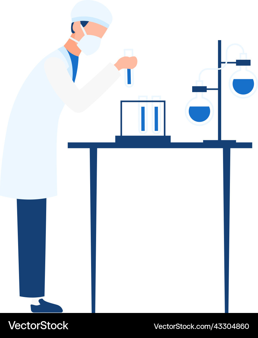 Scientist in chemical lab making experiment Vector Image
