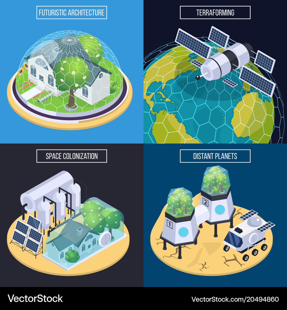 Terraforming isometric design concept Royalty Free Vector