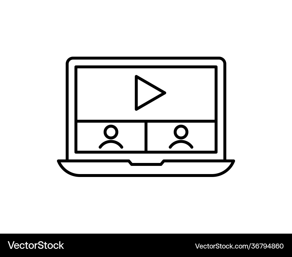 Video conference icon people on computer screen Vector Image