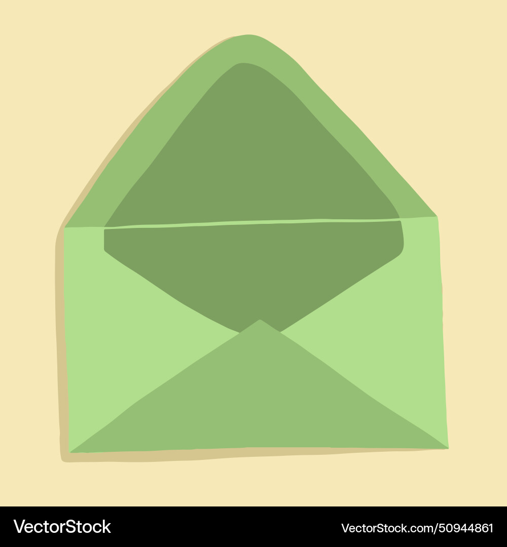 An open green envelope Royalty Free Vector Image