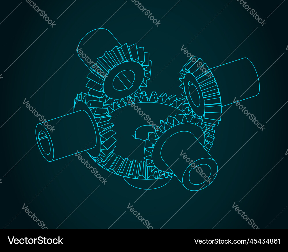 Bevel gear transmission Royalty Free Vector Image