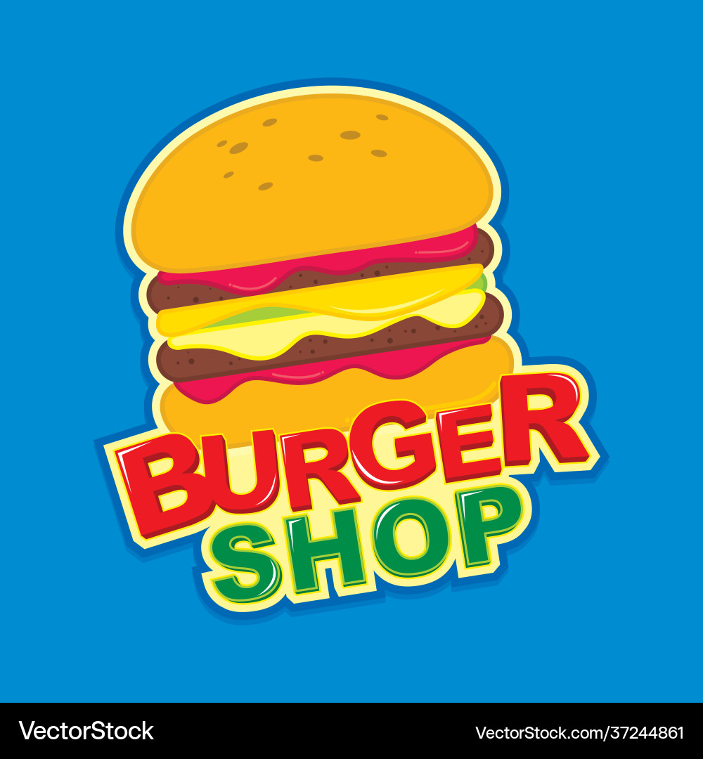 Burger shop logo design Royalty Free Vector Image