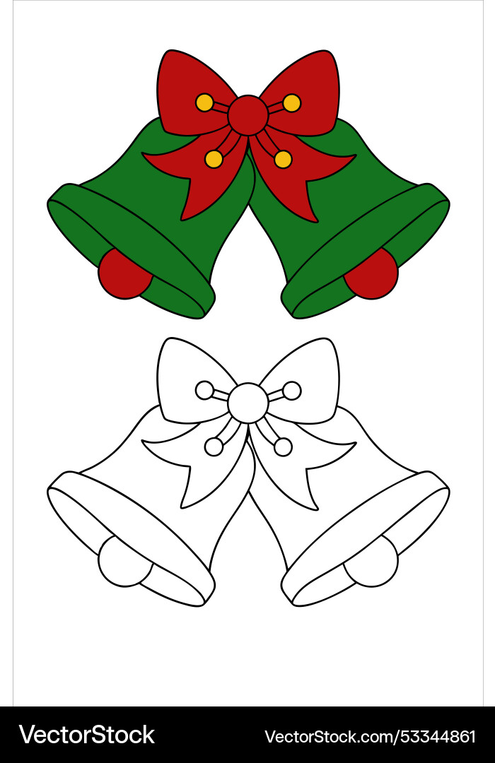 Christmas bells line art Royalty Free Vector Image