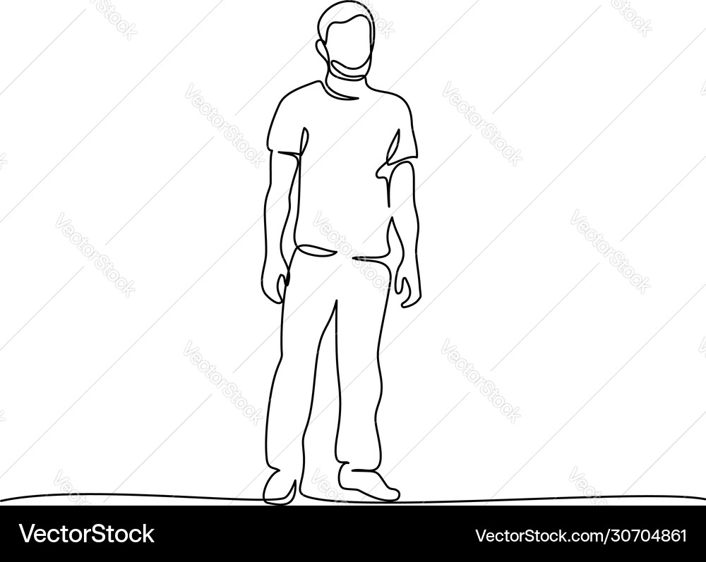 Continuous one line drawing standing man Vector Image Continuous one line drawing standing man Vector Image
